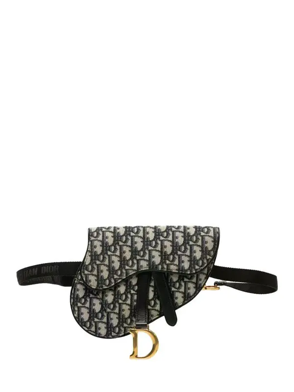 Dior 2019 Oblique Canvas Saddle Belt Bag - Blue