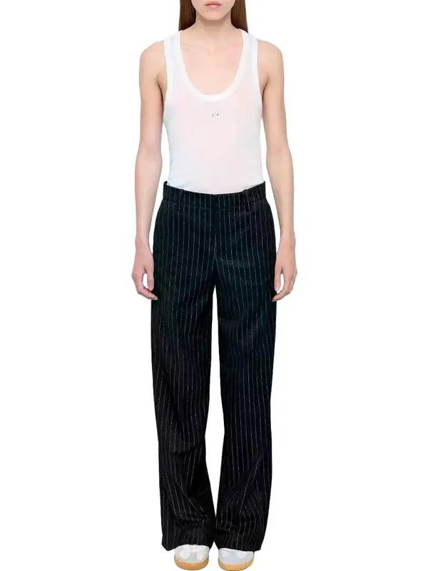 Zadig&Voltaire Charcoal Gray Pinstripe Trousers - Black