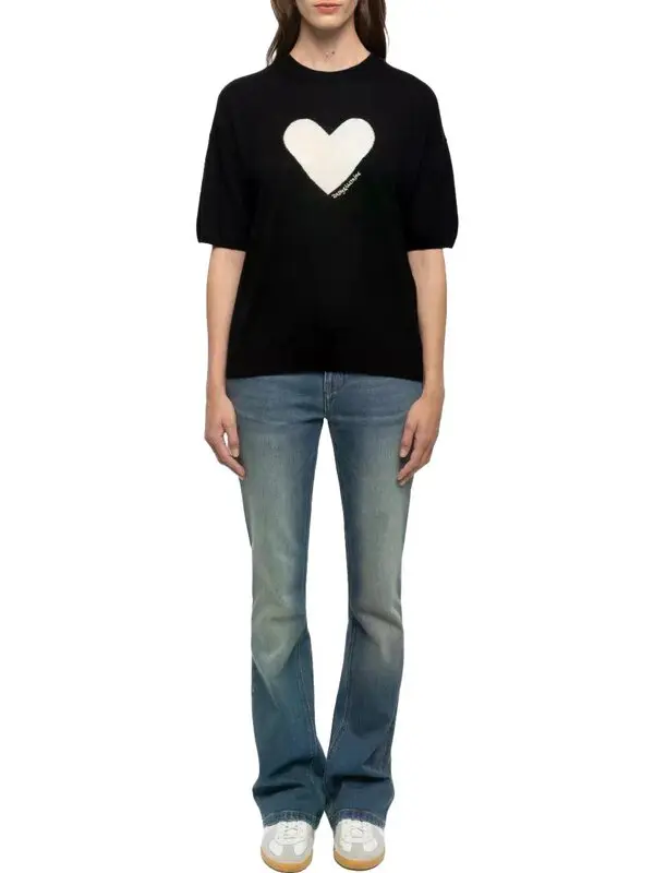 Zadig&Voltaire Heart Intarsia Cashmere T-shirt - Black