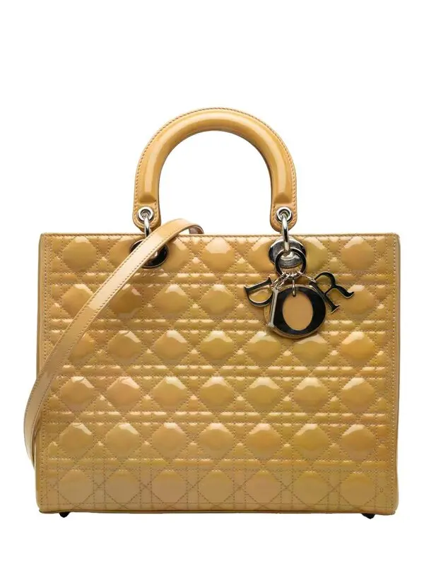 Dior Large Patent Cannage Lady Satchel - Neutrals