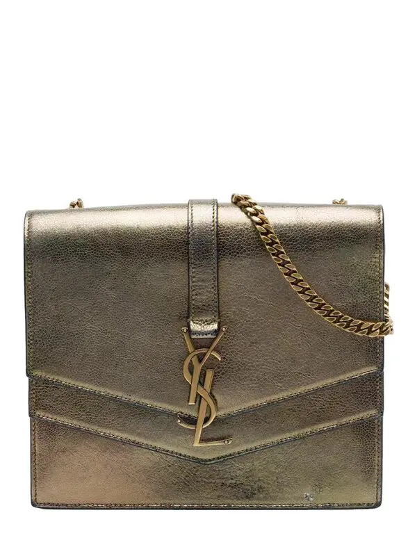 Saint Laurent Metallic Leather Monogram Sulpice Crossbody Bag - Brown