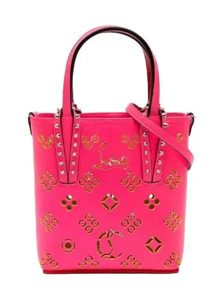 CHRISTIAN LOUBOUTIN Mini Perforated Calfskin Satchel - Pink