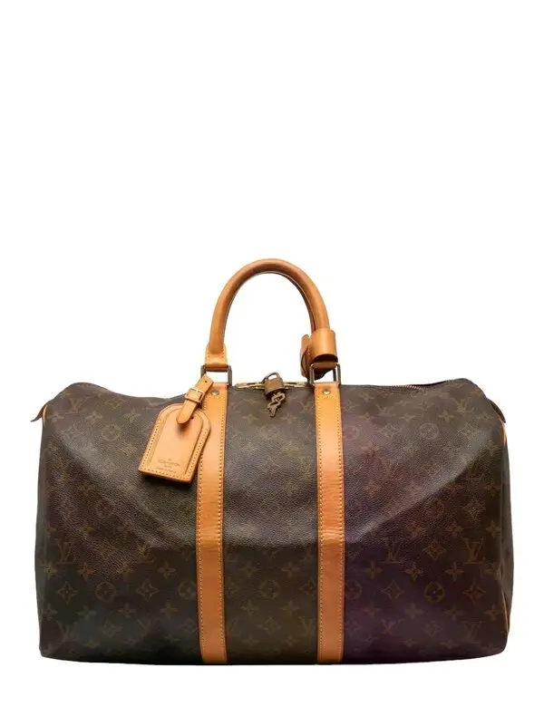 LOUIS VUITTON Monogram Keepall 45 Travel Bag - Brown