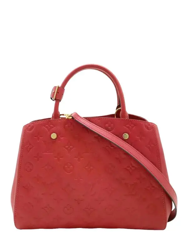 LOUIS VUITTON Monogram Empreinte Montaigne Mm Satchel - Red