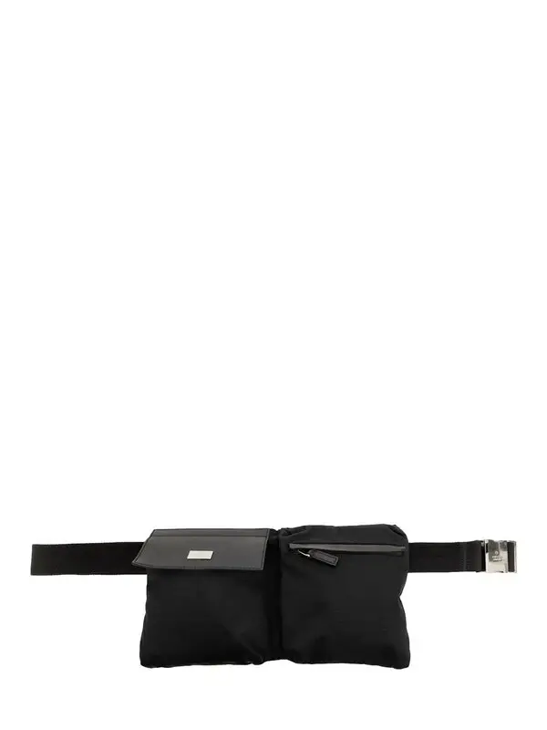 Gucci Nylon Double Pocket Belt Bag - Black
