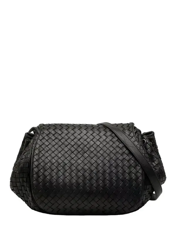 Bottega Veneta Nappa Intrecciato Flap Crossbody Bag - Black