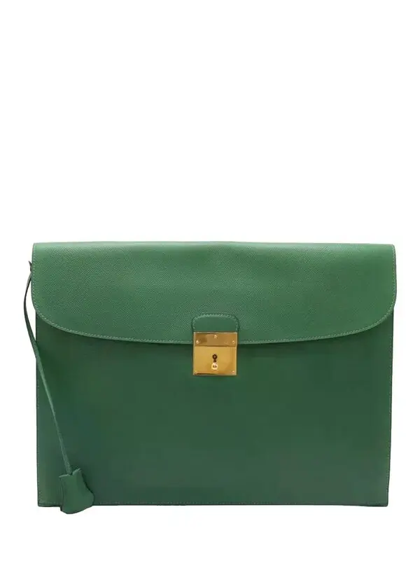 Hermès 1996 Courchevel Kirius Clutch Bag - Green