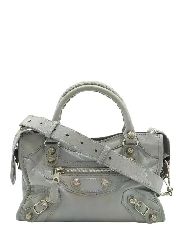Balenciaga Mini Lambskin Leather Motocross Giant 21 City Satchel - Grey