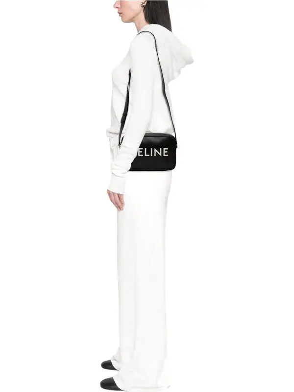 Celine 2022 Smooth Calfskin Logo Messenger Bag - Black