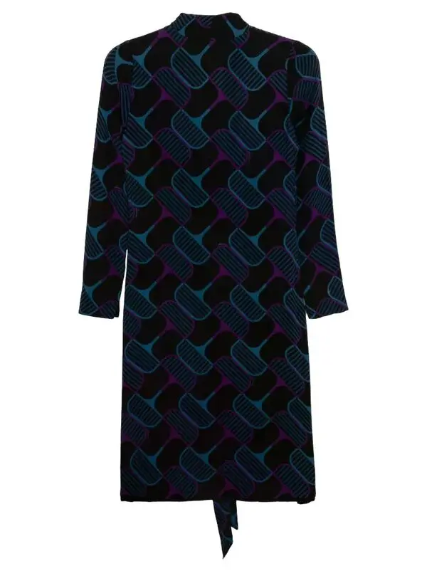 Gucci Horsebit Print Tie-waist Midi Dress - Black