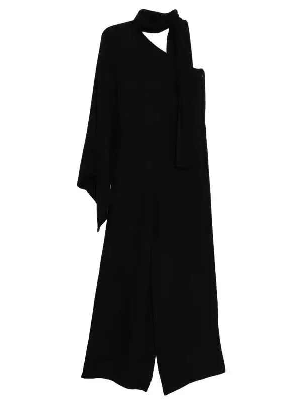 Valentino Garavani One-shoulder Scarf Detail Gown - Black