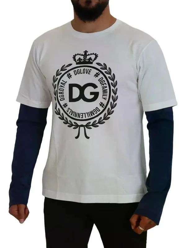 Dolce & Gabbana Layered-sleeve Logo Print Sweater - White