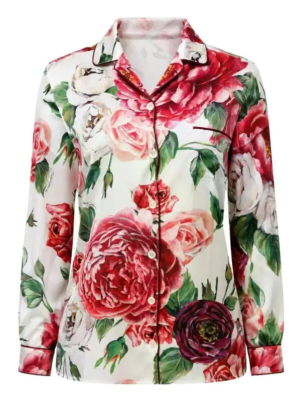 Dolce & Gabbana Floral Print Silk Shirt - White