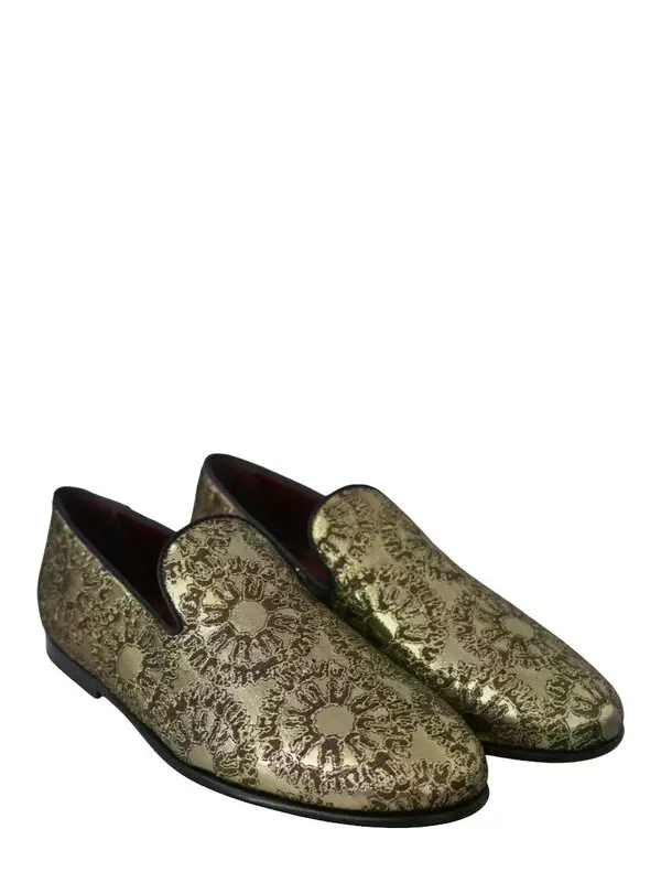 Dolce & Gabbana Floral Jacquard Loafers - Gold