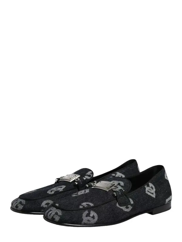 Dolce & Gabbana Logo-print Denim Buckle Loafers - Blue