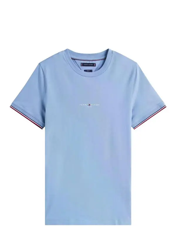 Tommy Hilfiger Logo-embroidered Tipped T-shirt - Blue