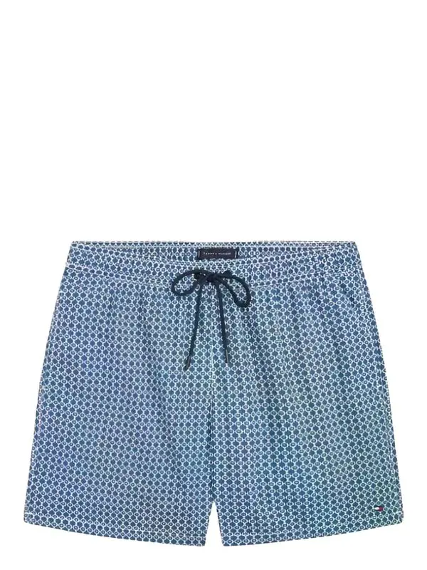 Tommy Hilfiger Geometric Print Drawstring Swim Shorts - Blue