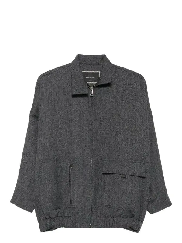 Fabiana Filippi Zip-up High-neck Coat - Blue