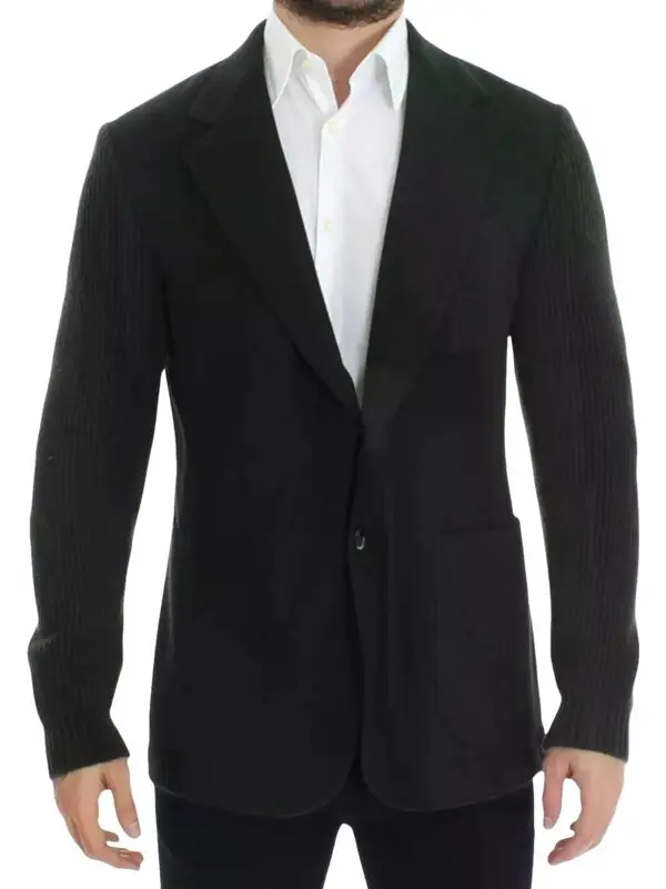 Dolce & Gabbana Ribbed-knit Panelled Blazer - Black