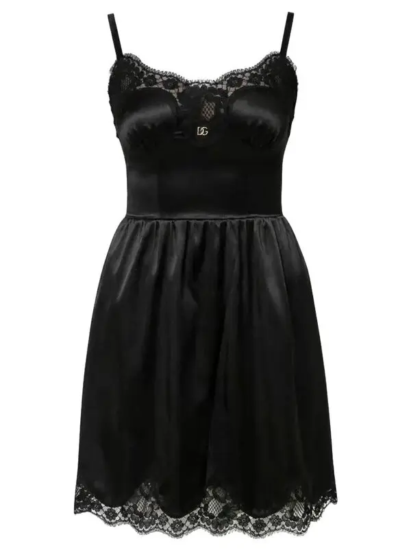 Dolce & Gabbana Lace-trimmed Mini Dress - Black
