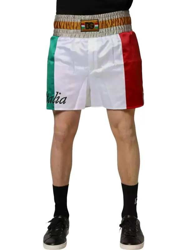 Dolce & Gabbana Italia Logo Embroidered Shorts - White