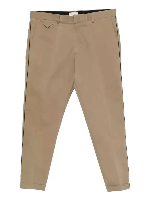 LOW BRAND Piped-trim Turn-up Trousers - Neutrals