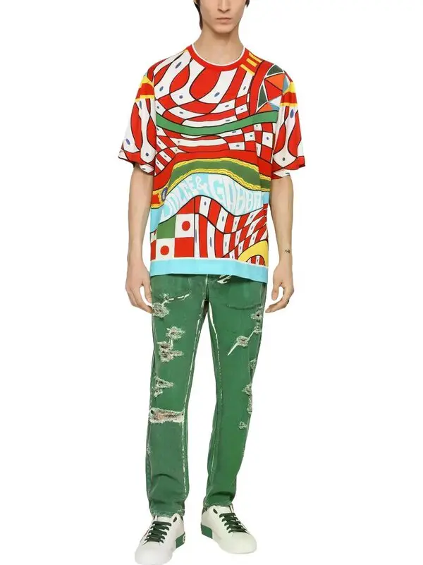 Dolce & Gabbana Graphic-print Cotton T-shirt - Red