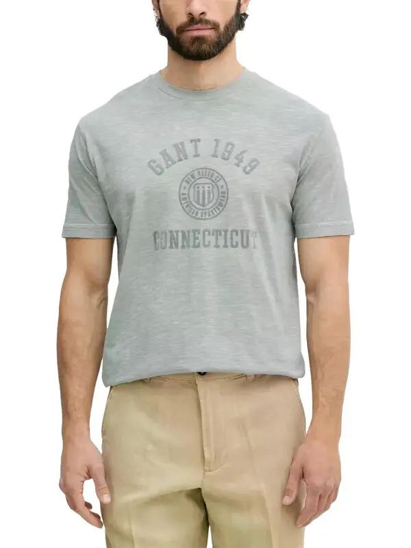Gant Logo-print Slub-texture T-shirt - Green