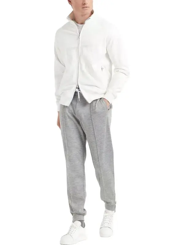 Brunello Cucinelli Pressed-crease Drawstring Trousers - Grey