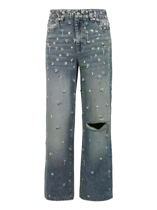 Simkhai Kydra Crystal-embellished Wide-leg Jeans - Blue