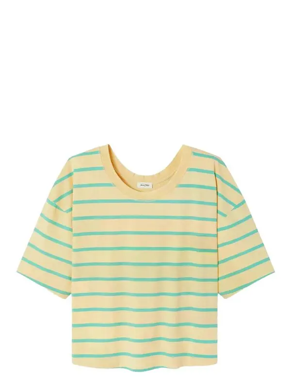 American Vintage Striped Cotton T-shirt - Yellow