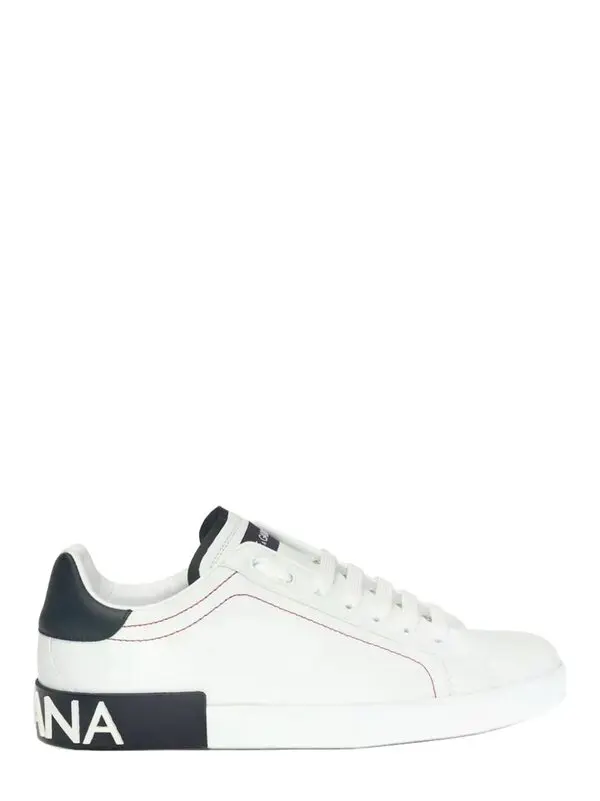 Dolce & Gabbana Portofino Leather Sneakers - White