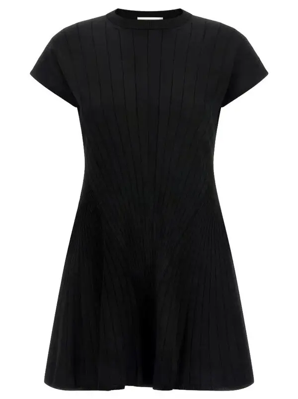 Max Mara Ribbed-knit Short-sleeve Mini Dress - Black