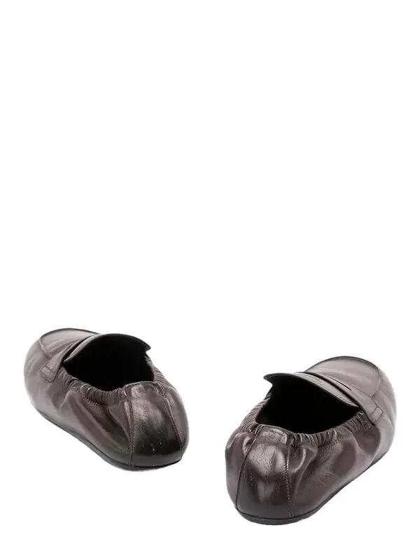 Prada Leather Elasticated-heel Loafers - Brown