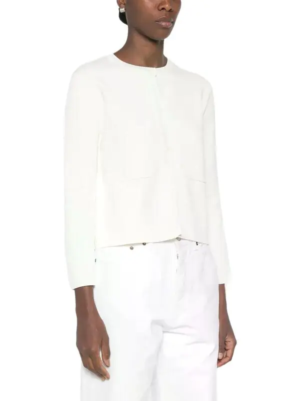 TOTEME Compact-knit Pocket-detail Cardigan - White