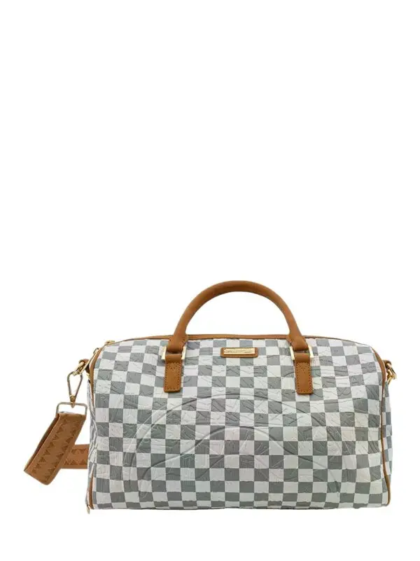 SPRAYGROUND Check-pattern Logo-embossed Holdall - White