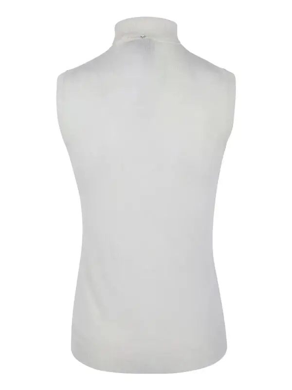 Max Mara Sleeveless Ribbed Trim Turtleneck Top - Neutrals