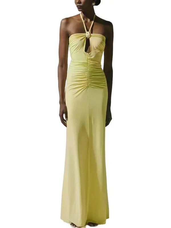 BAOBAB Romina Ruched Cut-out Maxi Dress - Yellow