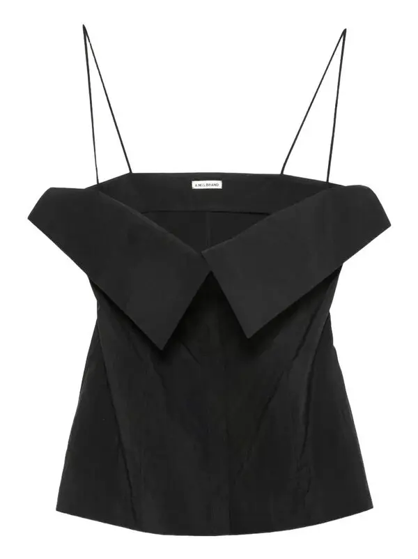 A.M.G. Square Neck Spaghetti Strap Top - Black