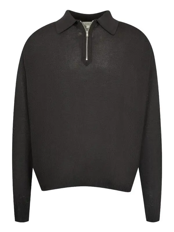 Studio Nicholson Heddy Zip-up Polo Sweater - Black