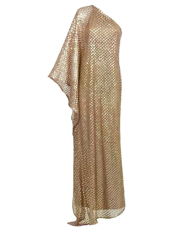TALLER MARMO Sequin-embellished One-shoulder Maxi Dress - Gold