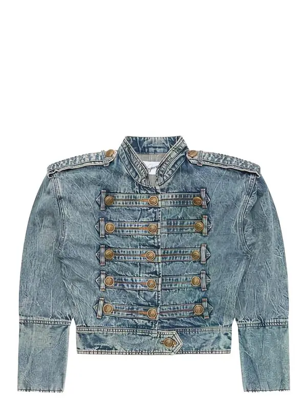 Vaquera Napoleon Cropped Denim Jacket - Blue