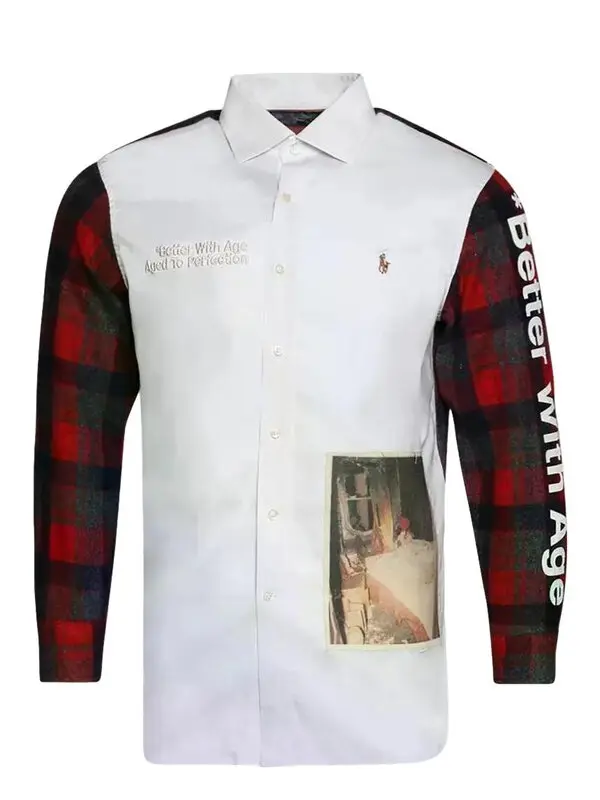 BETTER WITH AGE Patchwork-detailing Flannel-sleeved Shirt - White