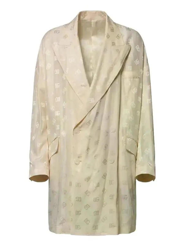Dolce & Gabbana Monogram-pattern Double-breasted Blazer - Neutrals