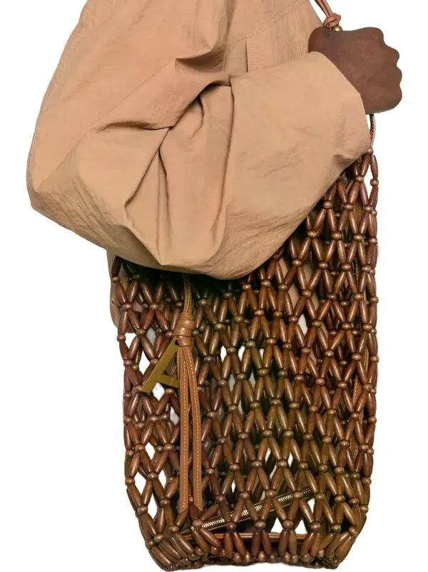 A.M.G. Beaded Shoulder Bag - Brown