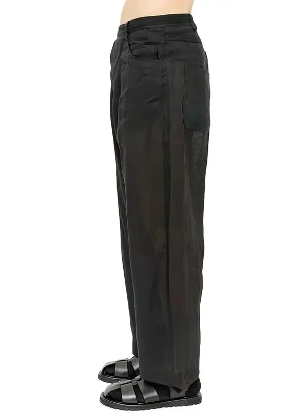 JAN JAN VAN ESSCHE Sheer Finish Twill Oversized Trousers - Black
