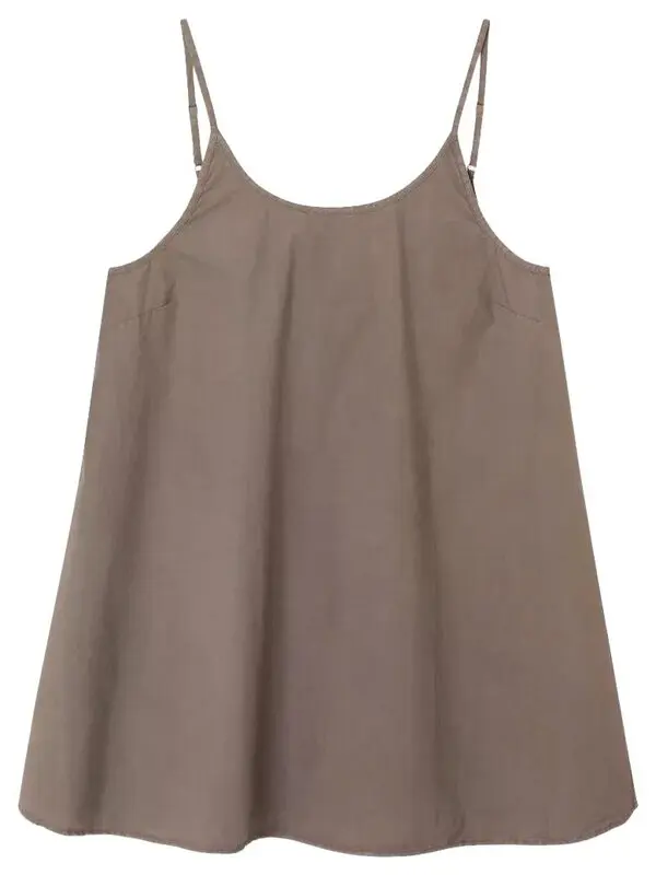 American Vintage Cotton A-line Mini Dress With Adjustable Straps - Brown