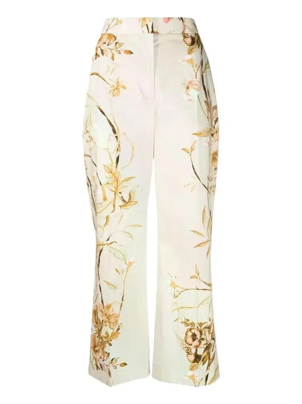 Alberta Ferretti High-waist Floral Print Trousers - Neutrals