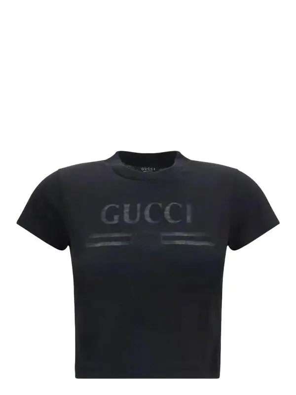 Gucci Logo-print Cropped T-shirt - Black
