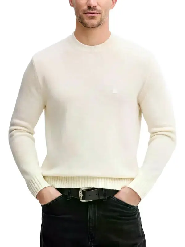 BENETTON Crew Neck Logo Sweater - Neutrals